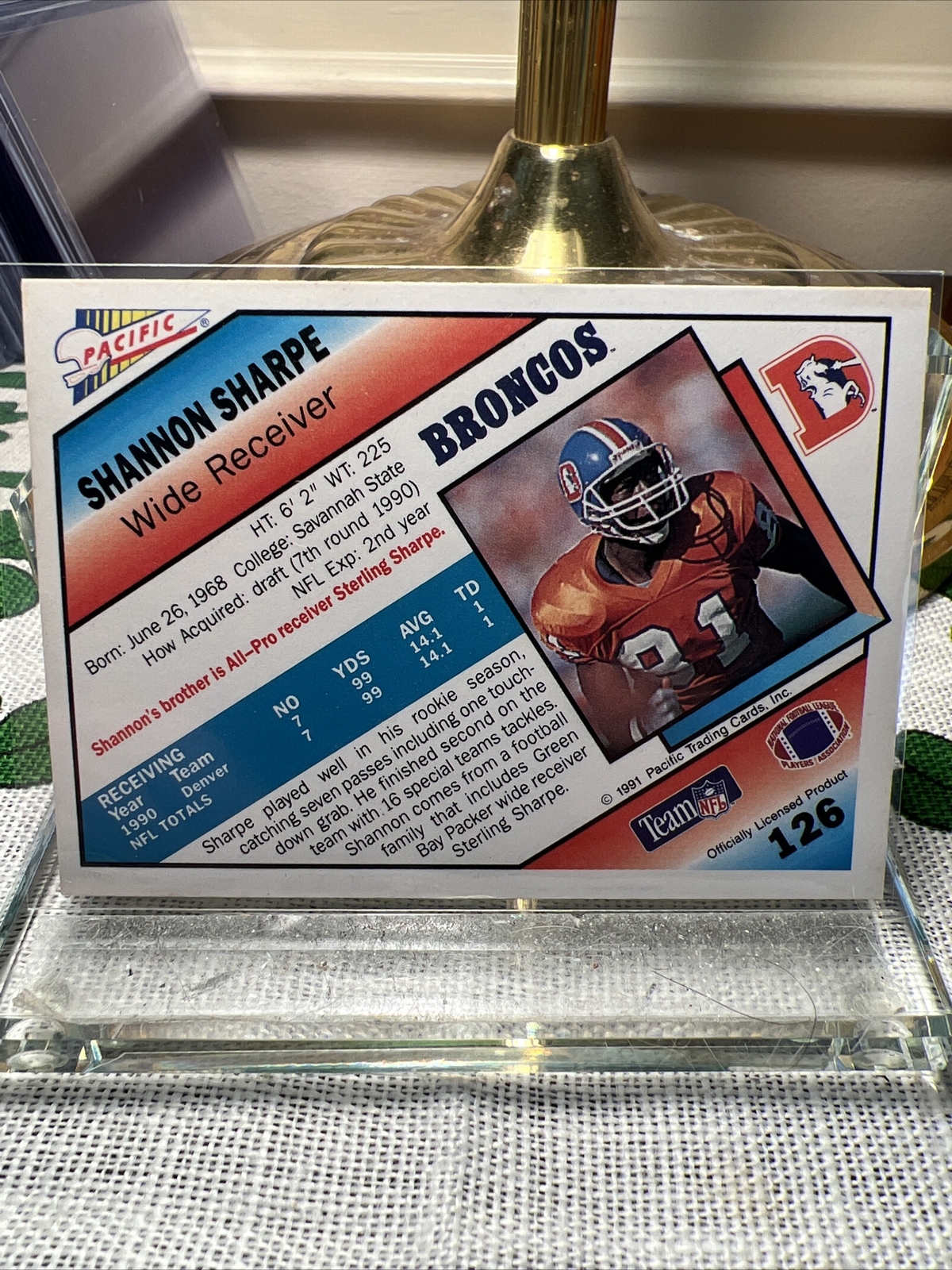 1991 Pacific Trading shannon Sharpe #126 Rookie RC Football Card ...