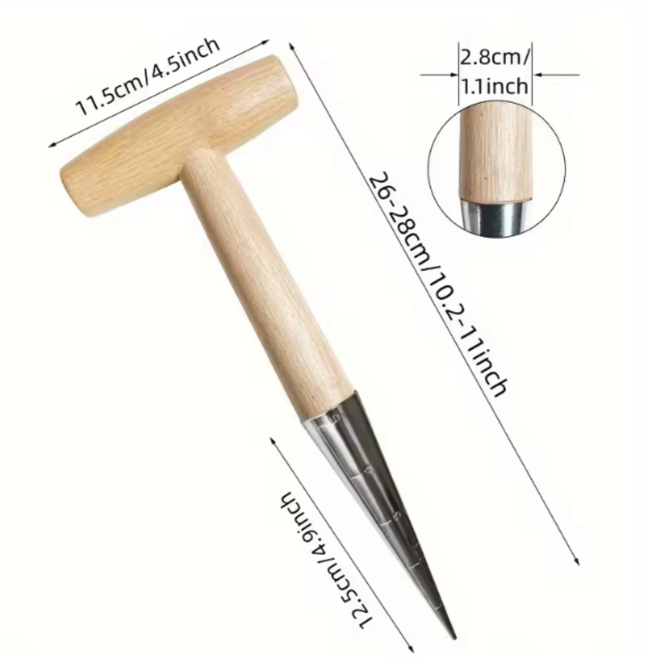 Stainless Steel Dibbler Bulb Planter Dibber Hole Puncher Gardening Tool ...