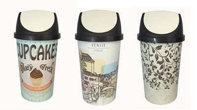 50L RETRO SWING BIN KITCHEN BIN VINTAGE SHABBY CHIC CREAM CUPCAKE ...