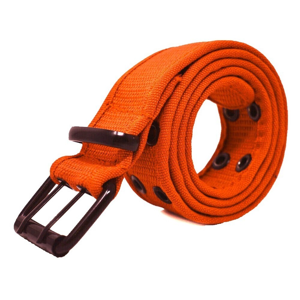 Canvas Orange Belt Double Grommet Heavy Duty Men's Women's 100% Cotton ...