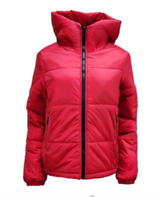 HoodLamb Women's Red High Collar Hemp Recycled Puffer 420 NWT | eBay