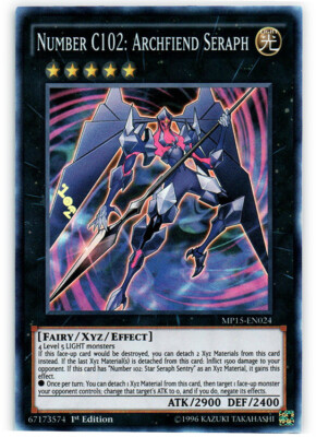 Yugioh! 1x Number C102: Archfiend Seraph - MP15-EN024 - Super Rare ...