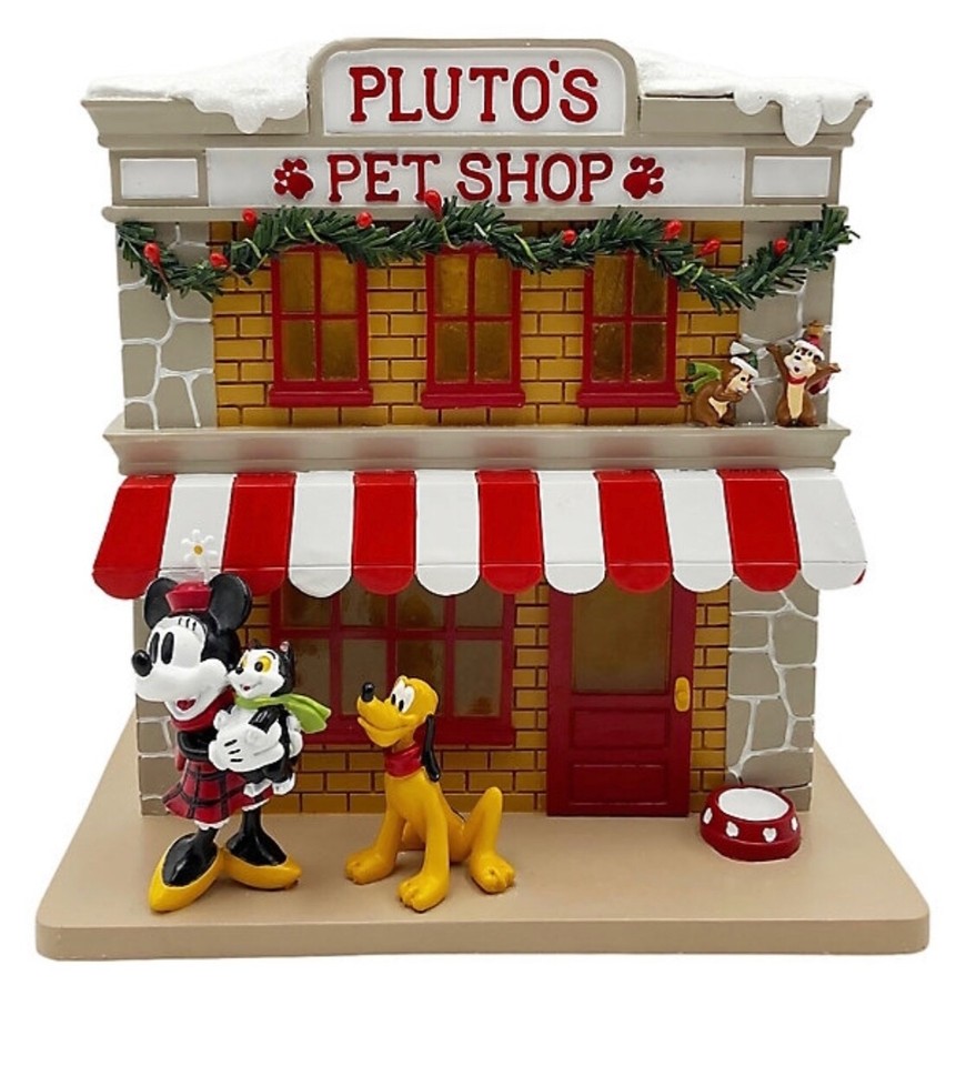 St Nicholas Square Disney Village Pluto’s Pet Shop w/ Minnie Mouse - LED - New | eBay