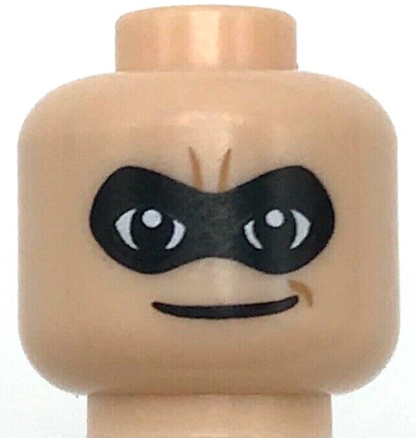 Lego New Light Flesh Minifigure Head Male Black Eye Mask with Eye Holes ...