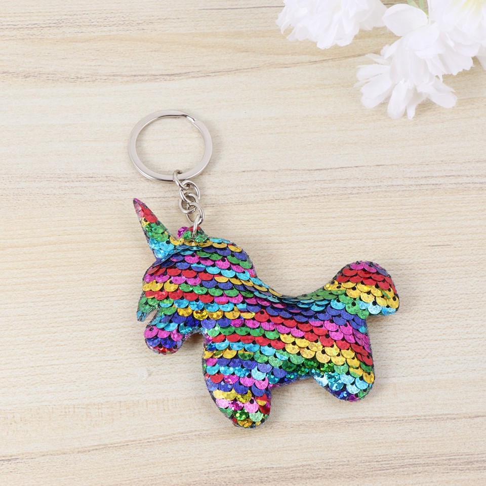 2Pcs Unicorn Keychains Double-sided Shiny Sequin Unicorn Pendant ...