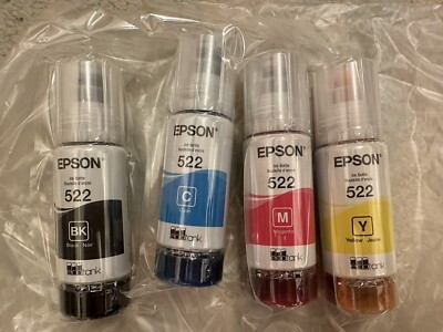 Genuine Epson 522 Ink Bottles 4 Pack for ET-2720 ET-2800 ET-2803 ET ...
