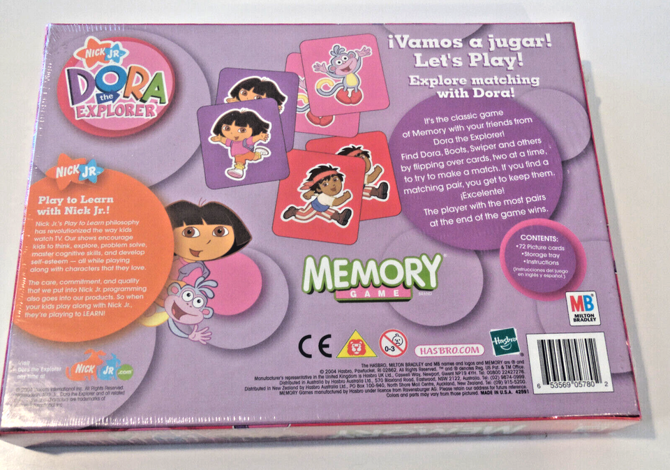 Dora the Explorer MB Memory Matching Game 2004 - Brand New Factory ...