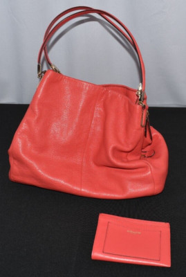 Coach Madison Pebble Leather Salmon Pink Hobo Shoulder bad with Wallet ...