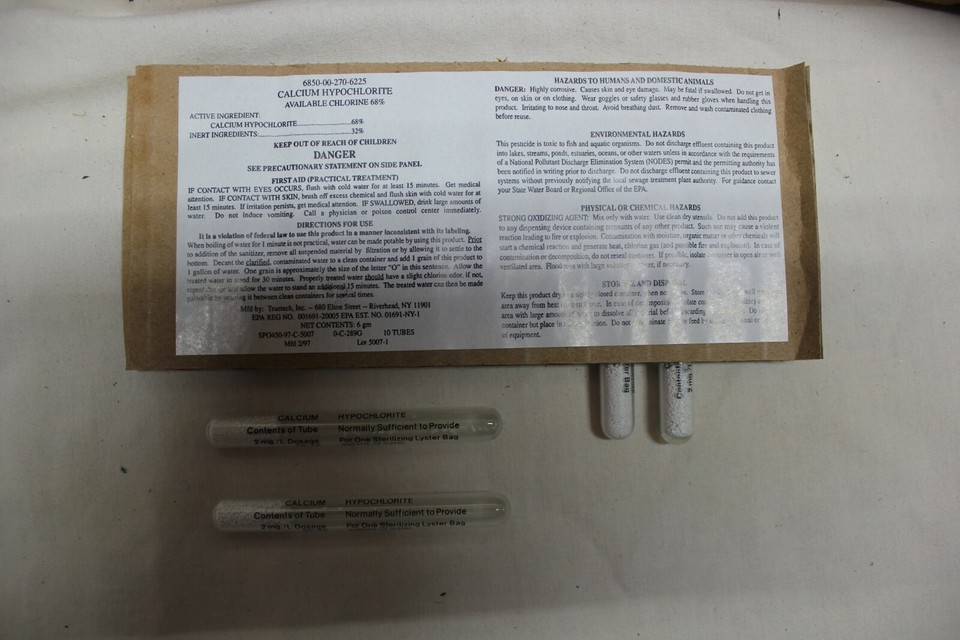 USGI Water Purification Calcium Hypochlorite Canvas Lister Lyster Bag ...
