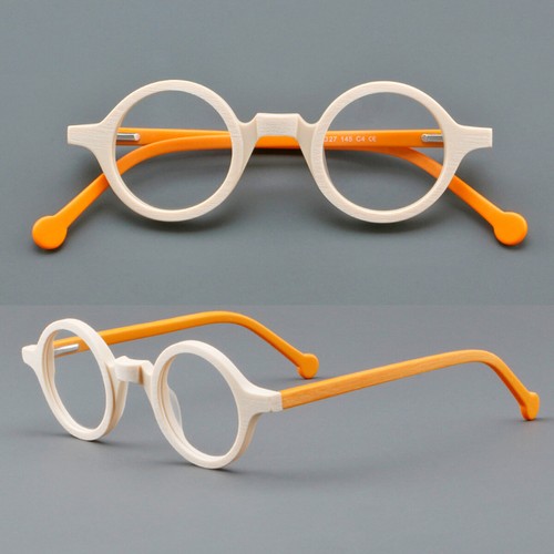 Small Round Wood Grain Eyeglass Frames Men Retro Mixed-color Glasses ...