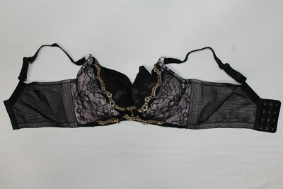 Black lace on pink underwire push-up Bra- jewel detail - Size 28B | eBay