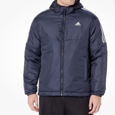 New Adidas Mens 2XL Essentials Insulated Hooded Jacket Three Stripes ...