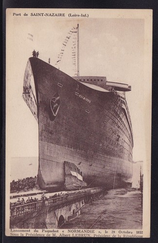 NORMANDIE FRENCH LINE CGT SEPIA POSTCARD LAUNCHING ** OFFERS ** | eBay