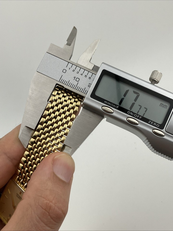 Vtg Citizen CQ Men 23mm Watch Gold Tone Gold Tank Dial 7.25” 6020 ...