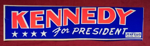 John F Kennedy 1960 Presidential Election Bumper Sticker | eBay