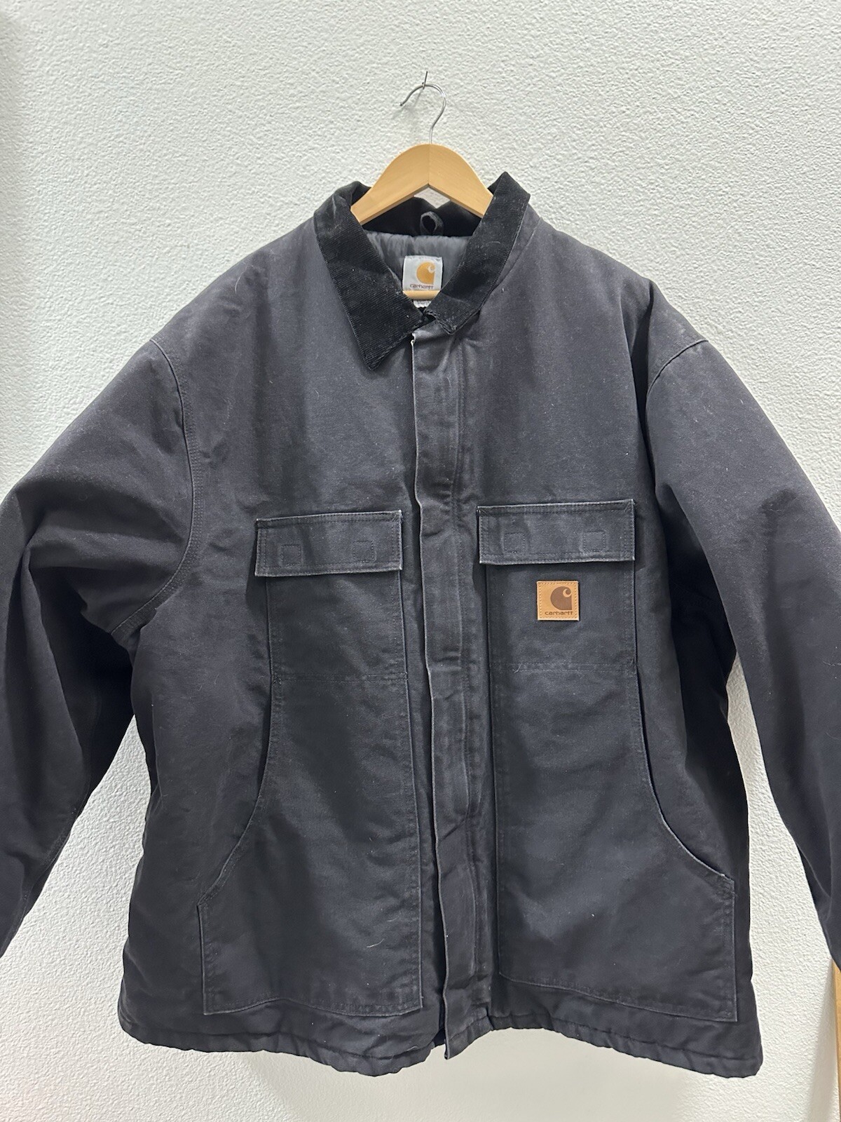 Carhartt Black Chore Coat Jacket Lined Zip Corduroy C… - Gem