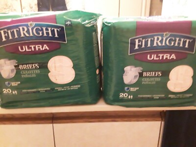 Fit Right Ultra Adult Diapers 2 packs Disposable Incontinence Briefs ...