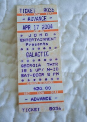 GALACTIC APRIL 17, 2004 Ticket Stub Georgia Theatre Athens Very Rare | eBay