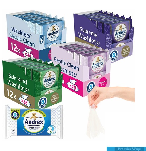 ANDREX WASHLETS CLASSIC CLEAN TOILET TISSUE PAPER WIPES FLUSHABLE WIPES ...