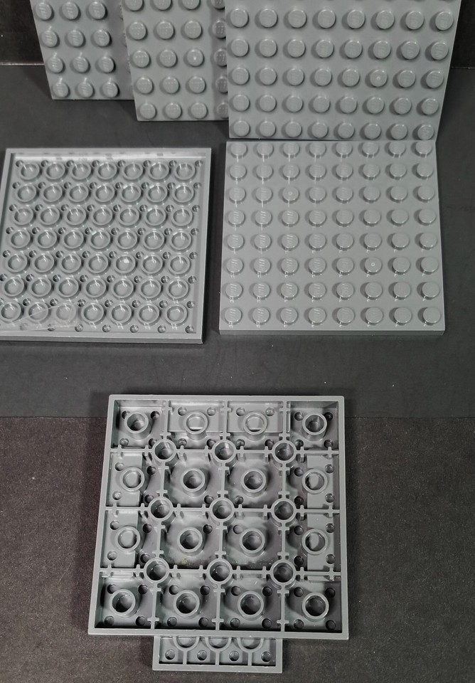 5 Lego 8x8 Flat Base Plates + 1 # 15624 Dark Gray Plate Modified 8 x 8 ...
