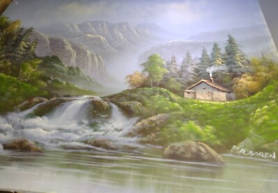 R Boren Oil Painting Landscape Valley Cabin NO Frame Canvas Large, | eBay