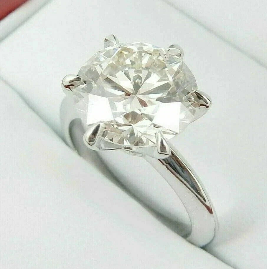 3 Ct. Off White Round Heated & Pressure Treated Diamond Solitaire Ring ...