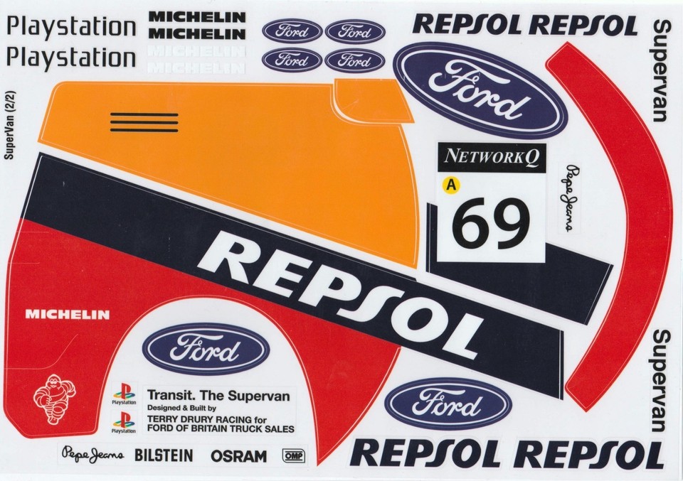 1:10 RC Clear Body Shell - Ford Transit Super Van with Repsol livery ...