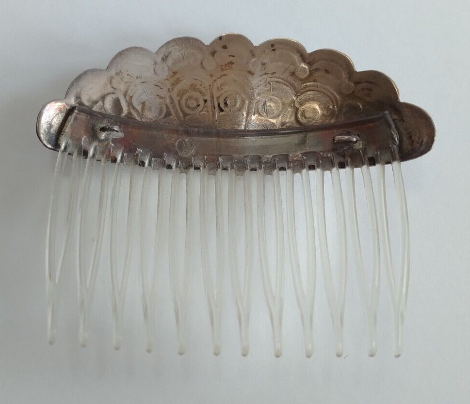 VINTAGE 1940S NAVAJO INDIAN SILVER HAIR COMB ORNAMENT* - Gem