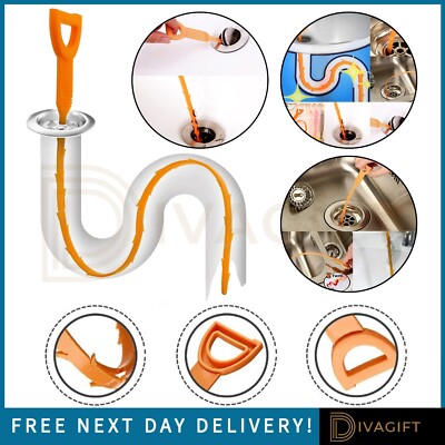 SINK UNBLOCKER TOOL DRAIN UNBLOCKER BATH SHOWER SNAKE CLEANER HAIR ...