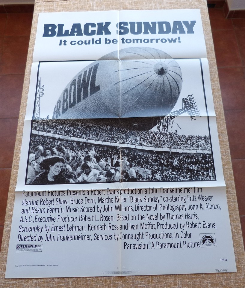 Black Sunday Movie Poster, Original, Folded, One Sheet, year 1977, Litho in USA | eBay UK