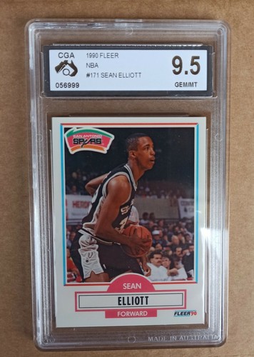 Sean Elliott Rookie RC Fleer 1990/91 - NBA Card #171 CGA 9.5 GEM/MINT ...