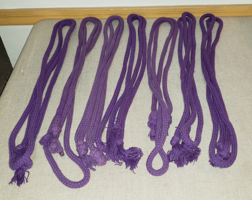 LOT OF 7 MONK CLERGY SERVER ROPE CINCTURES PURPLE SEE DESCRIPTION FOR ...