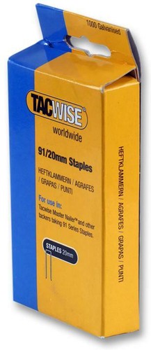 STAPLES, 91/20MM (PK 1,000), LEG LENGTH 20MM, PRODUCT RANGE TACW FOR ...