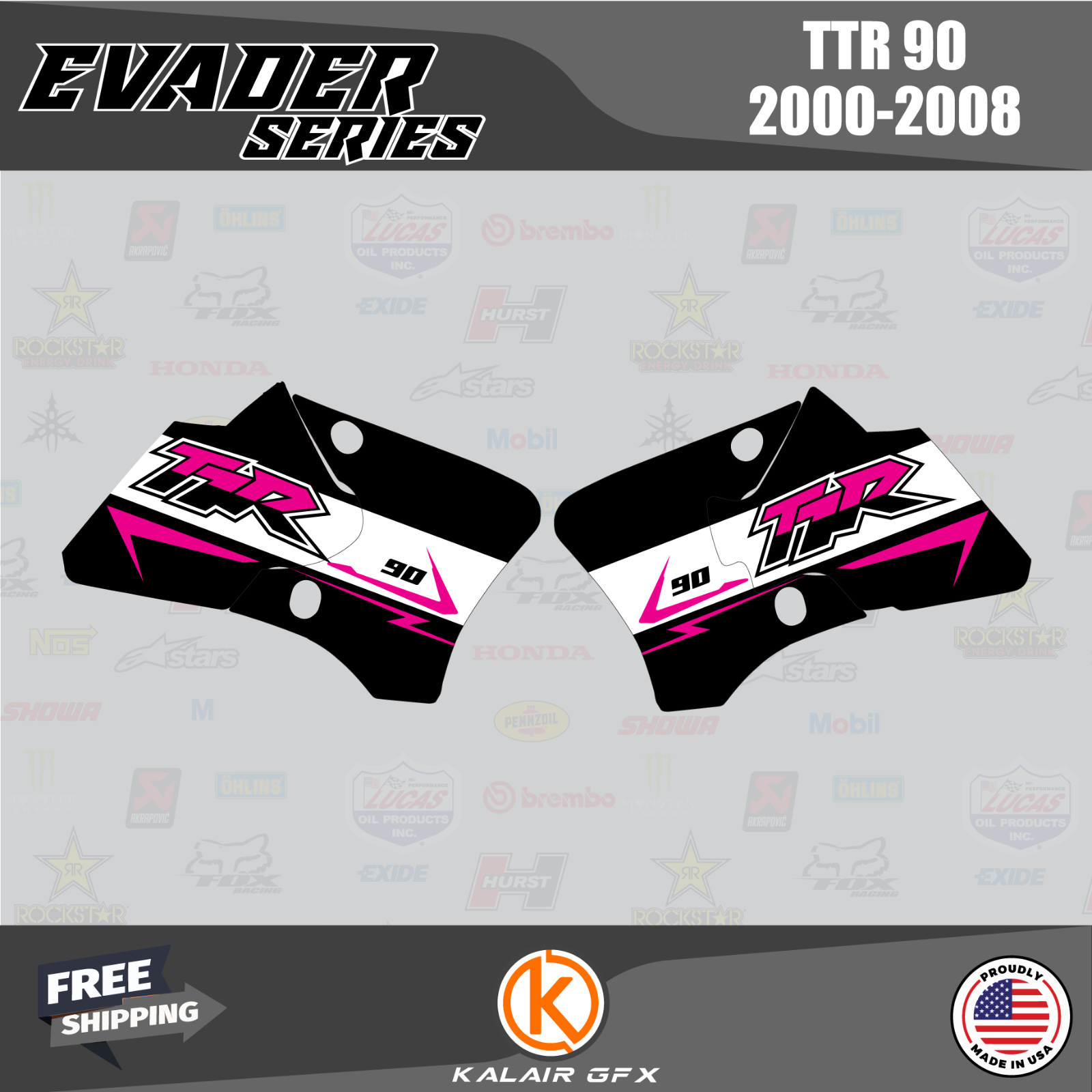 Graphics Kit for Yamaha TTR90 (2000-2008) TTR 90 Evader Series - Pink ...
