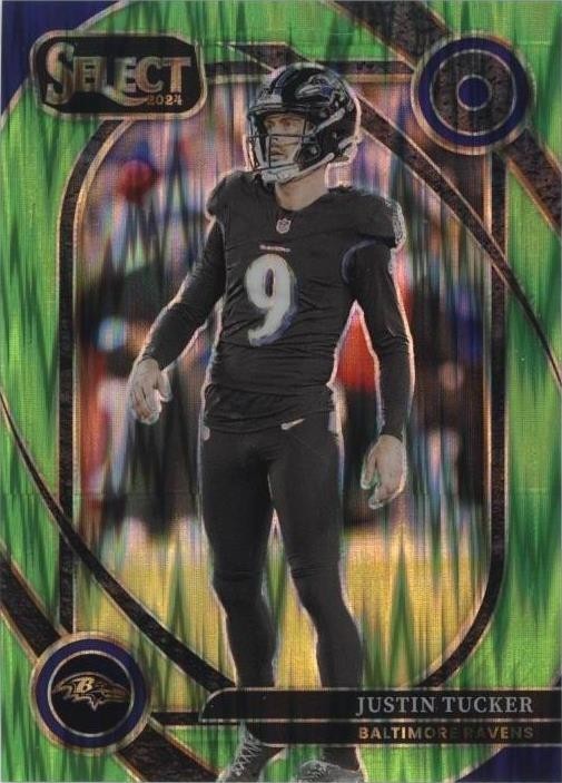 2024 Panini Select - Club Level Justin Tucker #274 Neon Green Shock ...