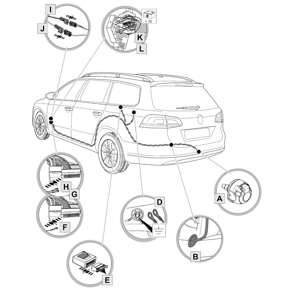 BRINK AHK für VW Passat B7 10-14 diagonal abnehmbar + 7-pol BRINK ES ...