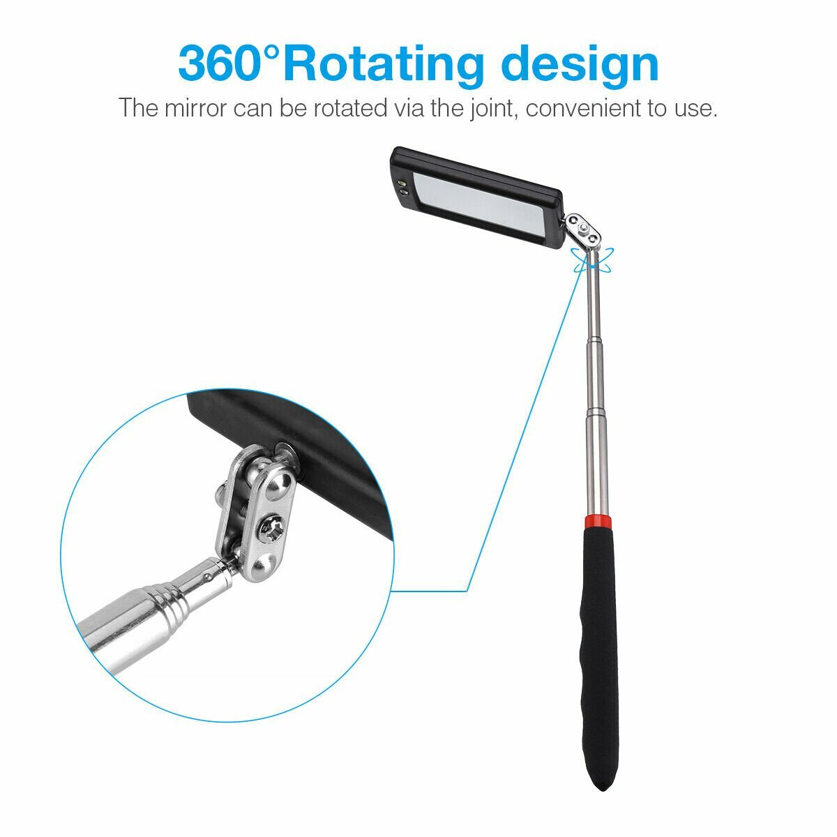 LED Lighted Mechanic Inspection Mirror Telescoping illuminate Swivel ...