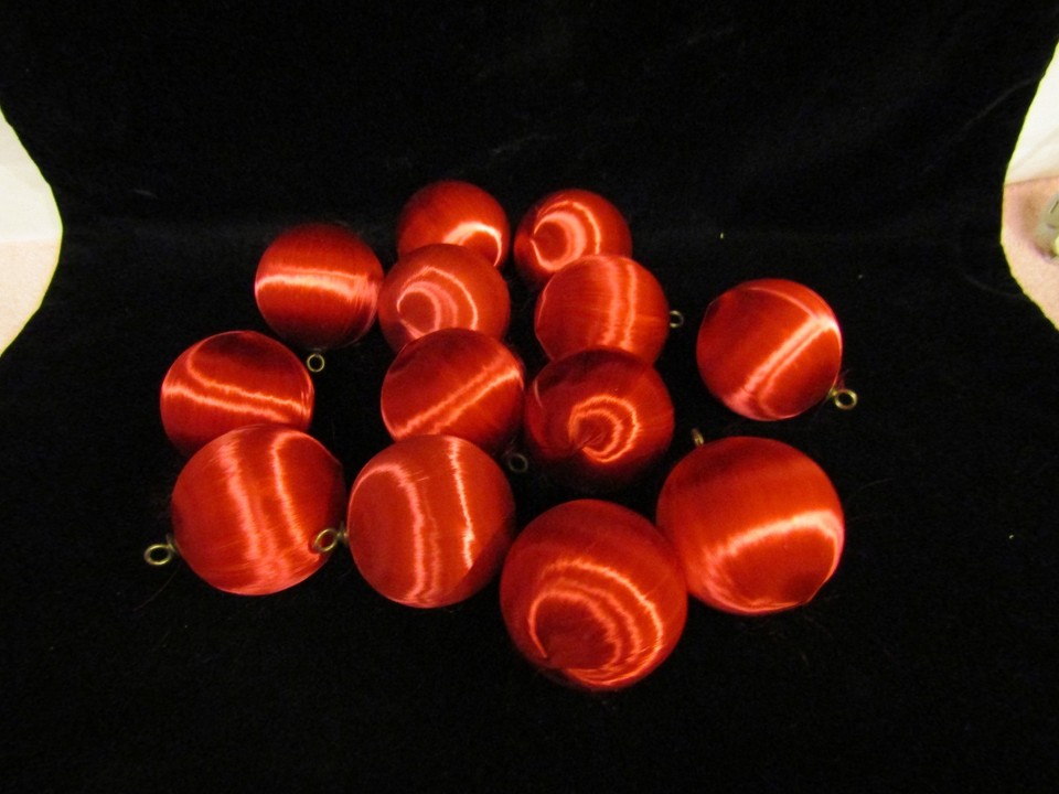 13 Red Satin Sheen Ball Christmas Ornaments - 2.25" Round - Styrofoam ...