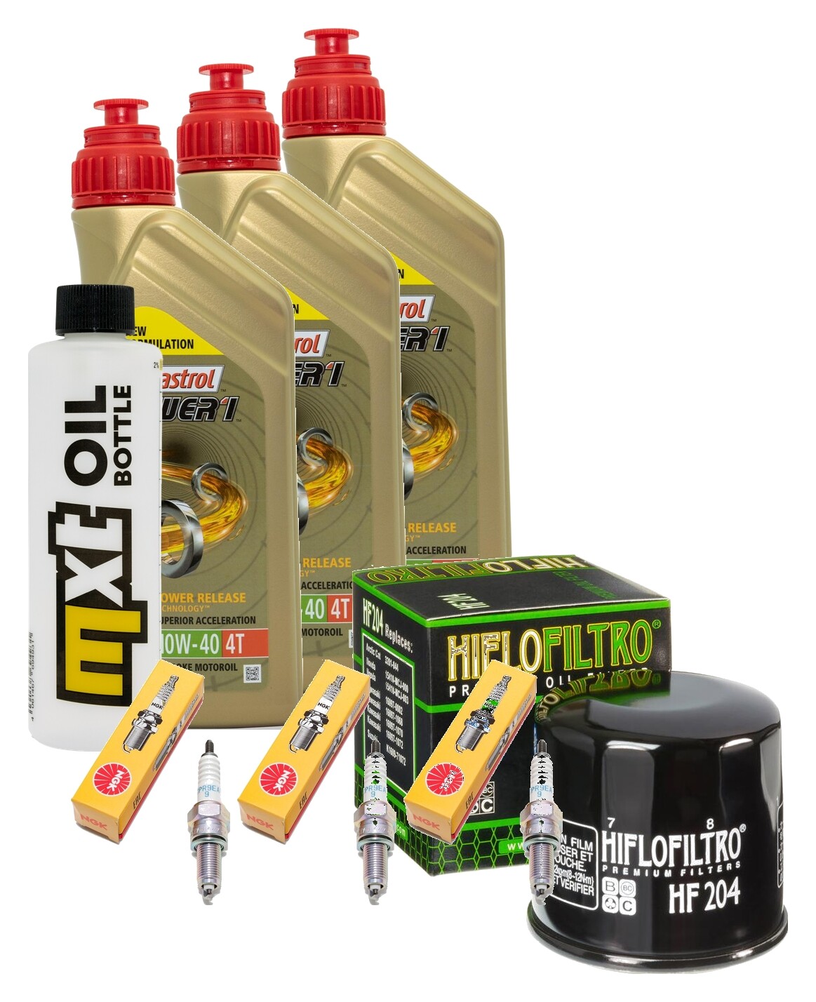 Service-Kit 3 L Öl Castrol 10W-40 + Ölfilter Hiflo + 3x Zündkerze NGK ...
