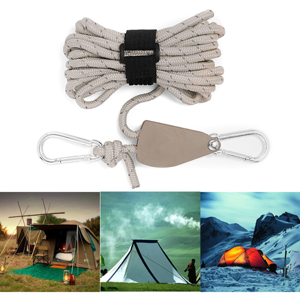 AU Hiking Tent Awning Wind Rope Adjustable Paracord Cord Pulley ...