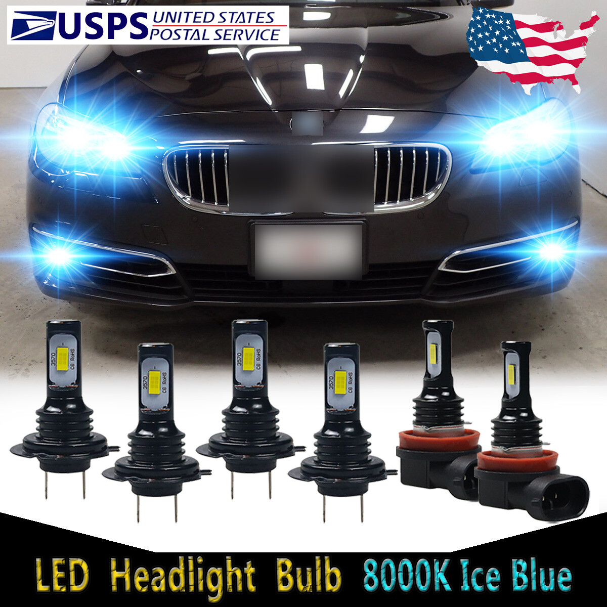 For BMW 535i 2008-2016 - 6X LED Headlights Bulbs High Low Beam + Fog ...