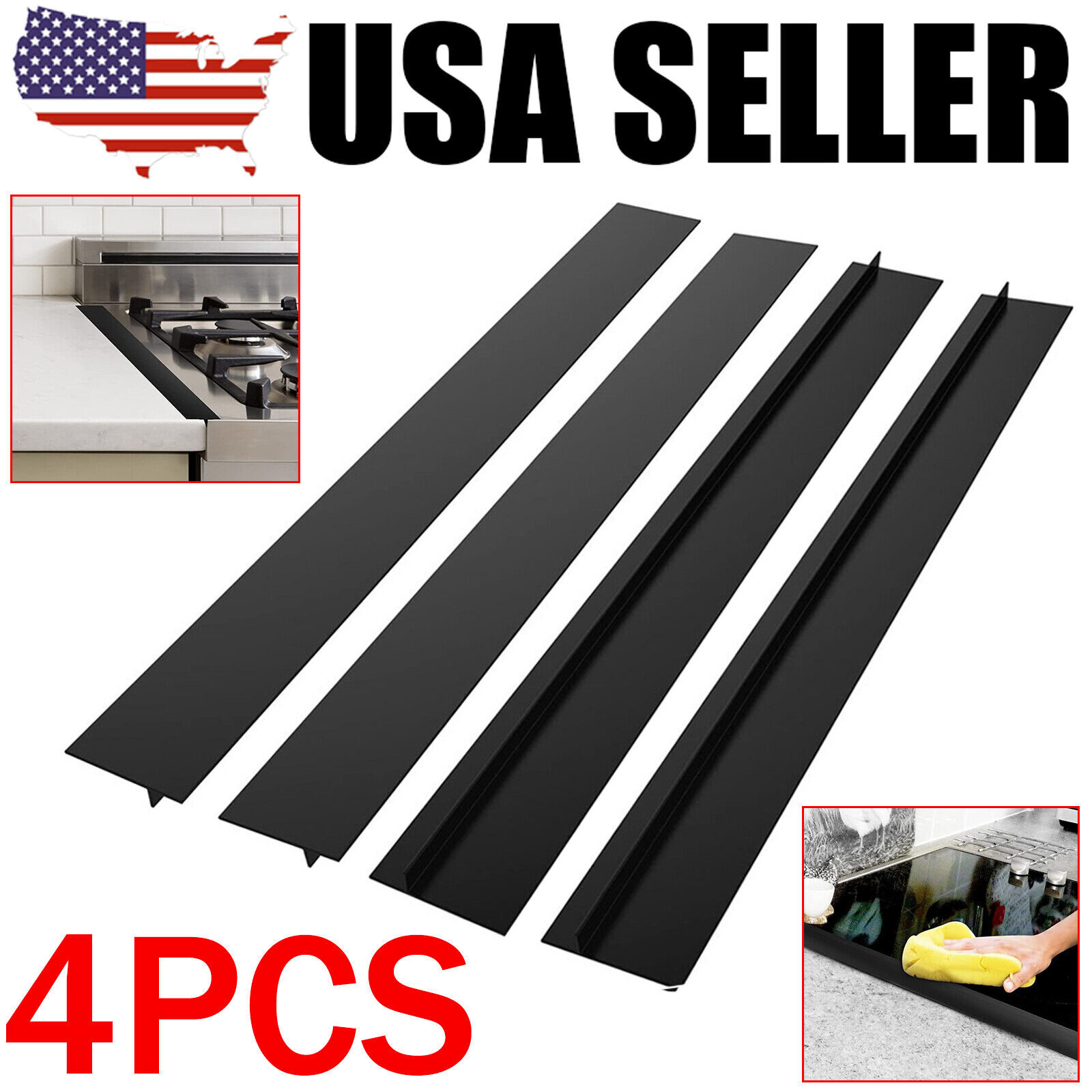 4× Kitchen Silicone Counter Stove Gap Cover Oven Guard Spill Seal Slit ...