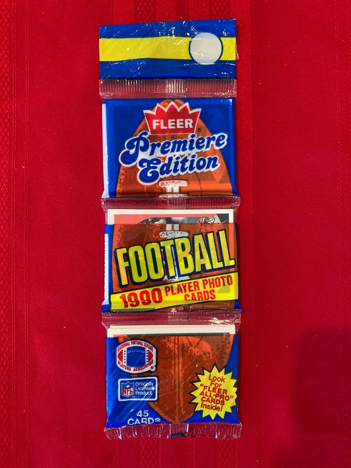 1990 Fleer Premiere Edition football rack pack box / 24 sealed packs ...
