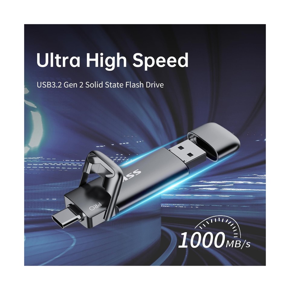 SSK 2TB SSD USB C Stick up to 1000MB/s,Fast External SSD Dual Drive ...