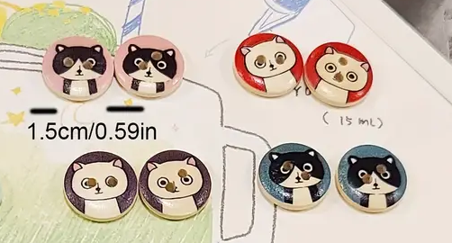 50pcs Wooden Mixed Cartoon Cat 2 Holes Buttons For Sewing & Crafts | eBay