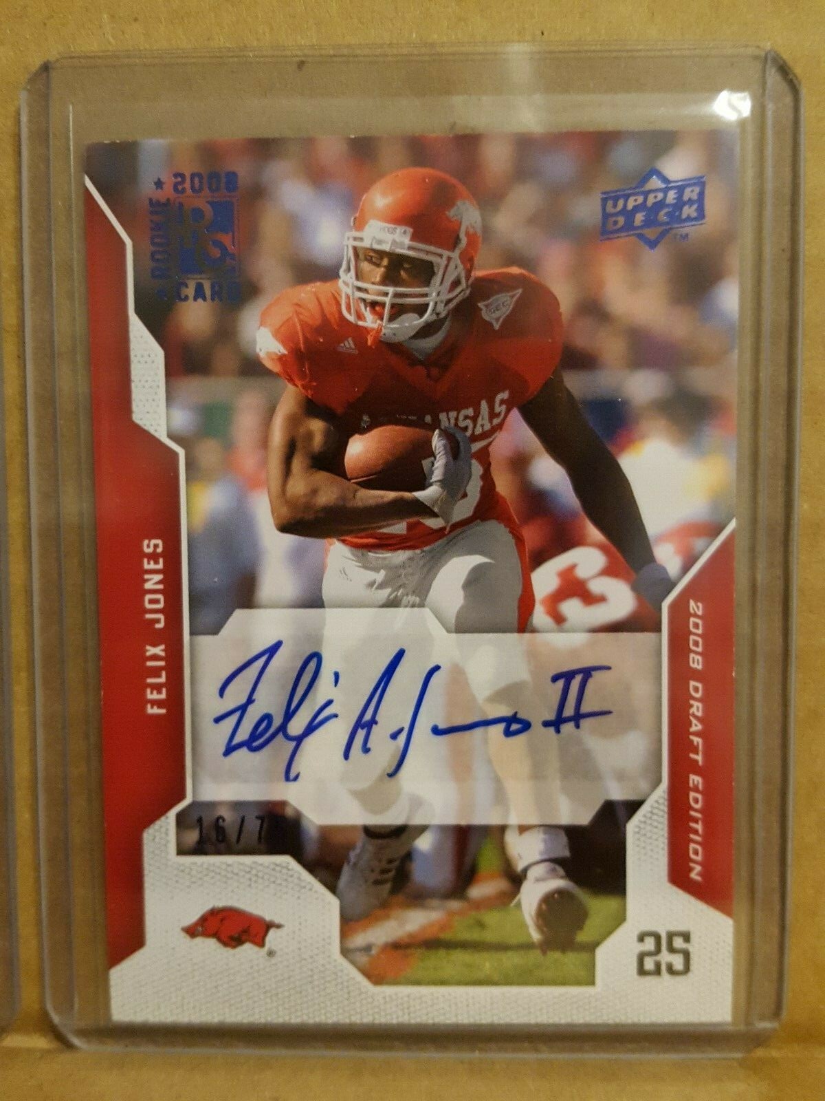 Felix Jones 2008 Upper Deck Auto RC card #37 Arkansas Razorbacks ...