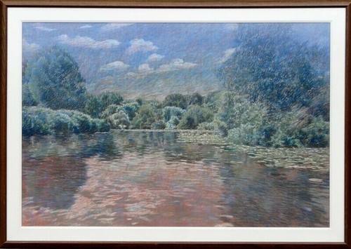 HUGE Vintage Original Pastel Drawing Landscape 48" x 68" by Carson ...