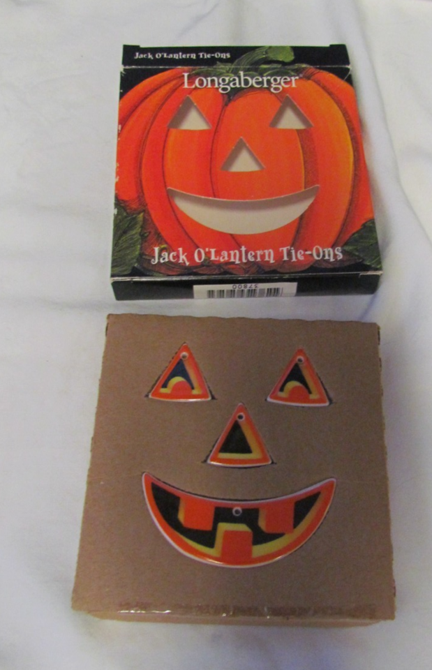 Set of 2 Longaberger JACK O' LANTERN Tie-on Pumpkin Face Sets #37800 ...