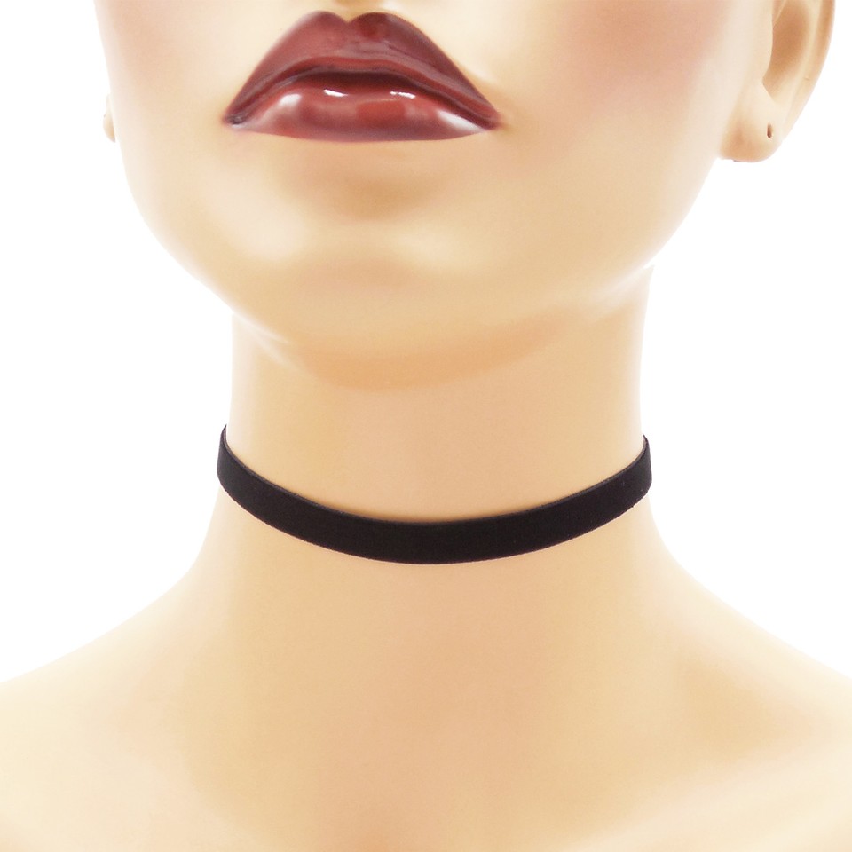 Black+ Velvet Choker 3/8 inch (9 - 10 mm) wide custom adjustable ribbon ...