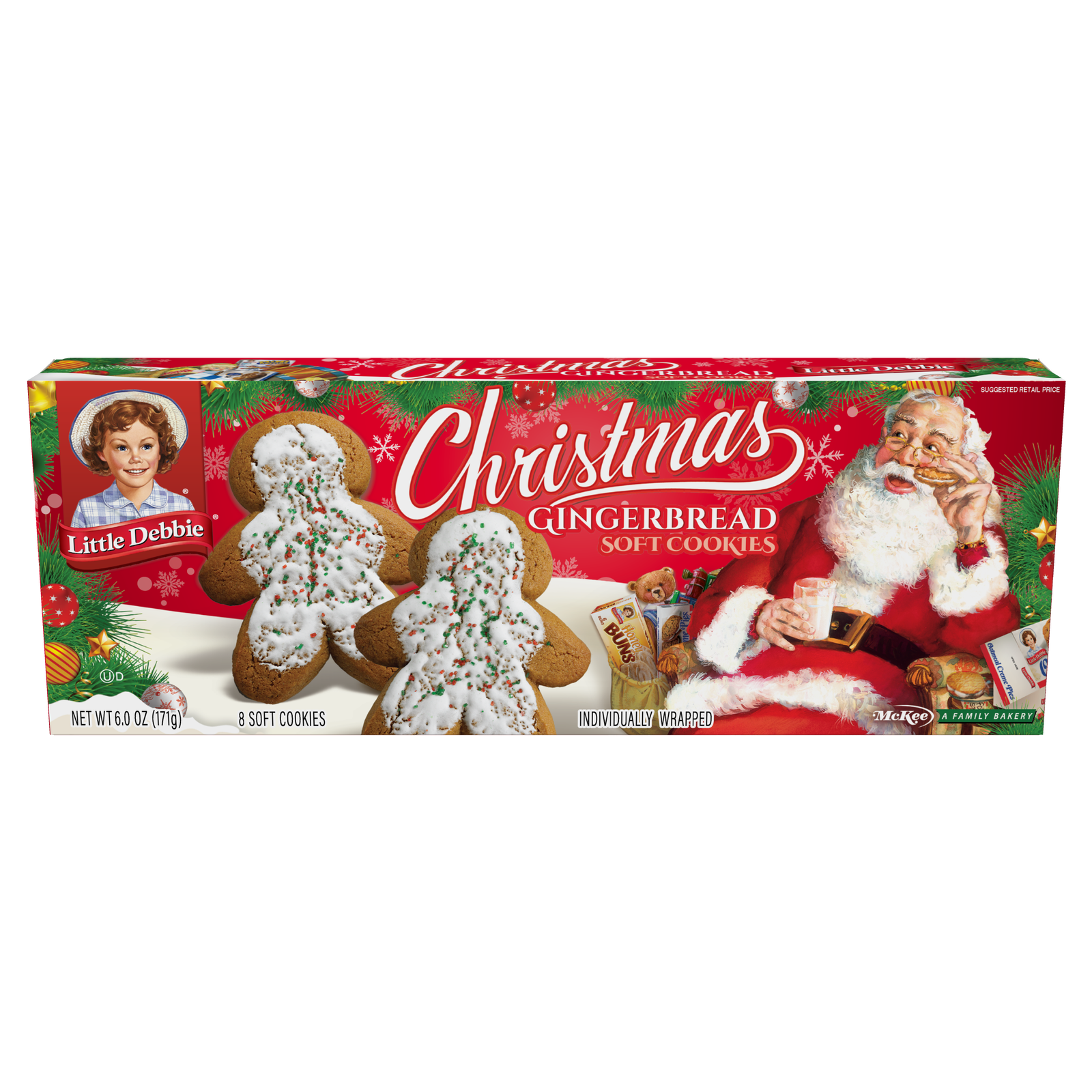 Little Debbie Christmas Gingerbread Soft Cookies, 8 Boxes, 64 Total ...